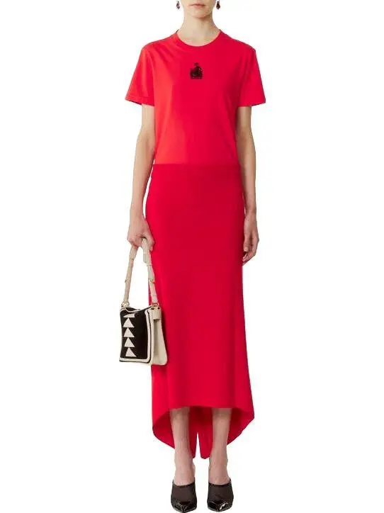 LANVIN Merino Wool Buttoned Long Skirt - Red