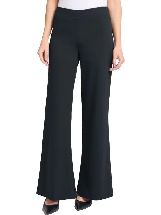 Ming Wang Deco Wide Leg Stretch Crepe Pants - Black