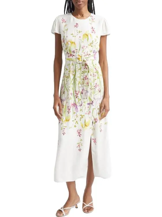 REISS Lyra Floral Print Crepe Maxi Dress - Cream/yellow