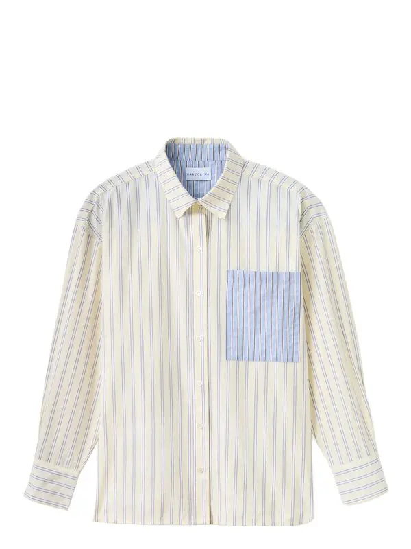 CARTOLINA Penelope Striped Cotton Button-up Shirt - Blue