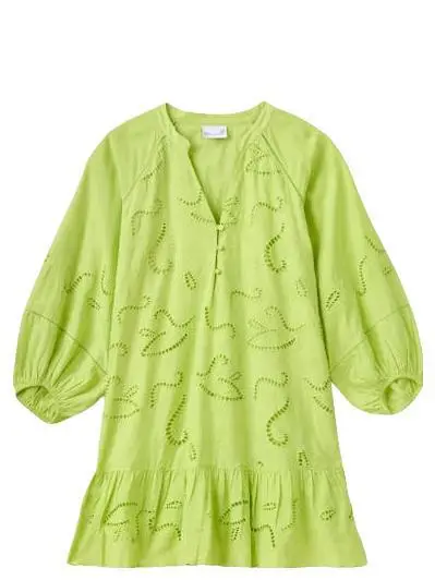 CARTOLINA Selwin Eyelet Mini Dress - Chartruese