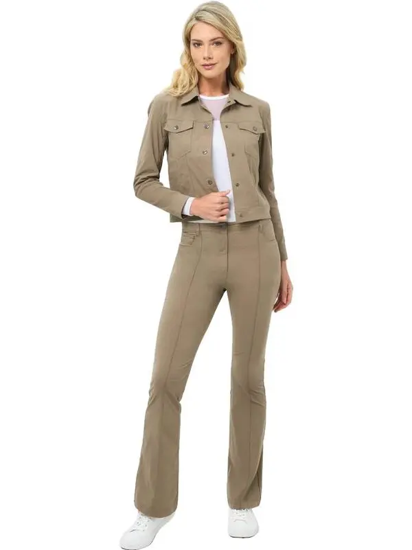 Anatomie Katya Ultralight Flare Pants With Pintucking - Khaki