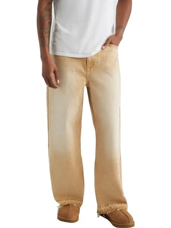ELWOOD Baggy Wide-leg Denim Pants - Khaki