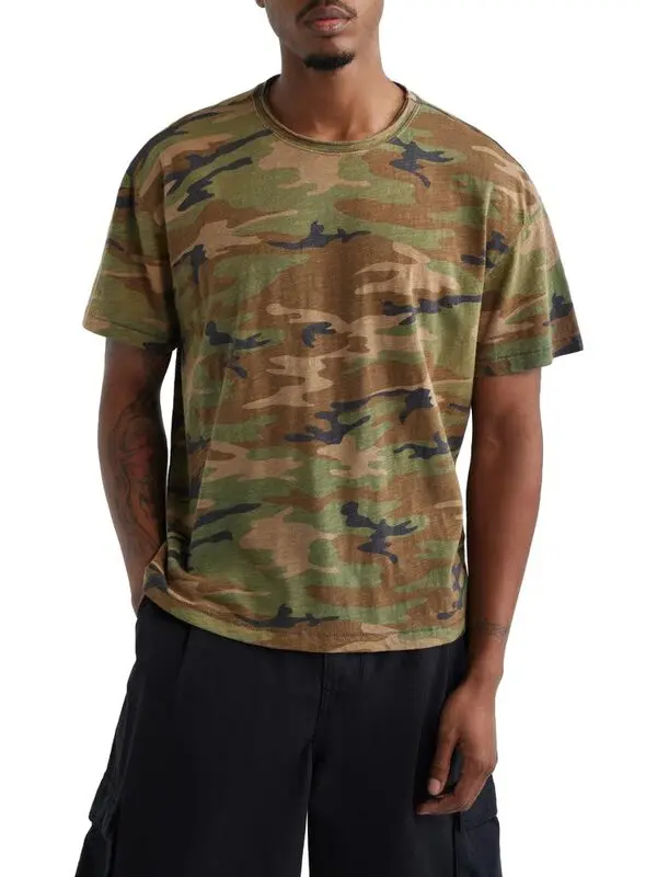 ELWOOD Slub Print Cotton Crewneck T-shirt - Camo