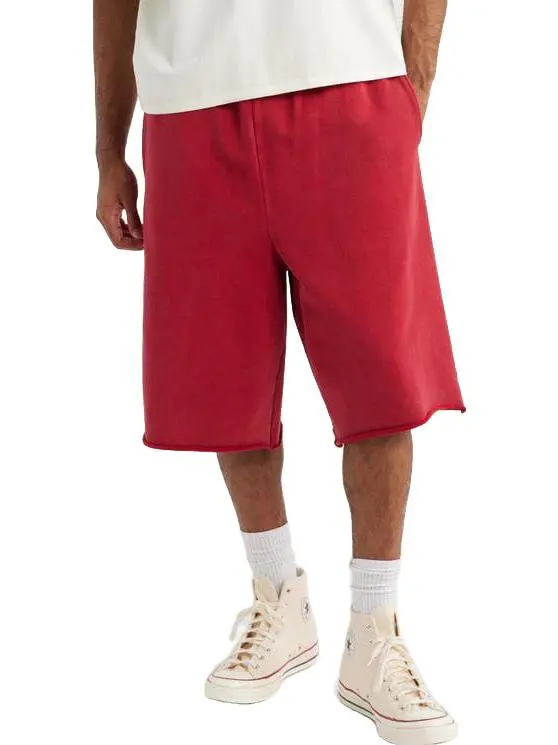 ELWOOD Relaxed Fit Cut-off Sweatshorts - Red