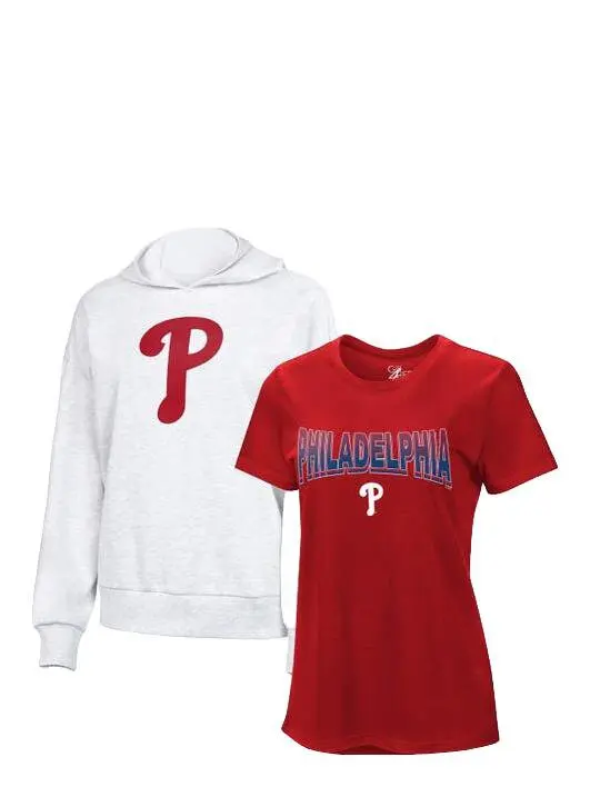 G-III 4HER BY CARL BANKS Philadelphia Phillies T-shirt And Hoodie Combo Pack - Red