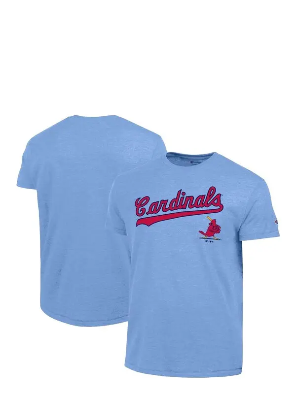 Champion St. Louis Cardinals Cooperstown Wordmark Lockup Tri-blend T-shirt - Light Blue