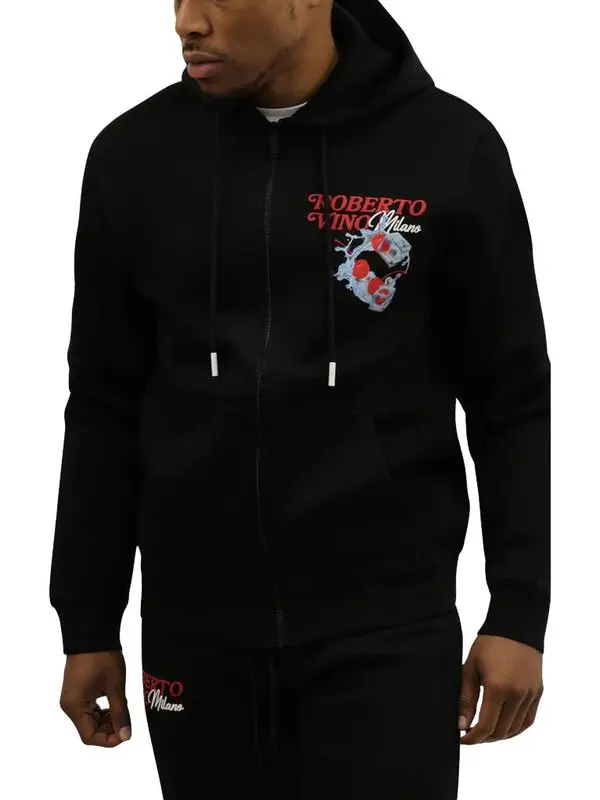 ROBERTO VINO Premium Blend Zip Hoodie - Black
