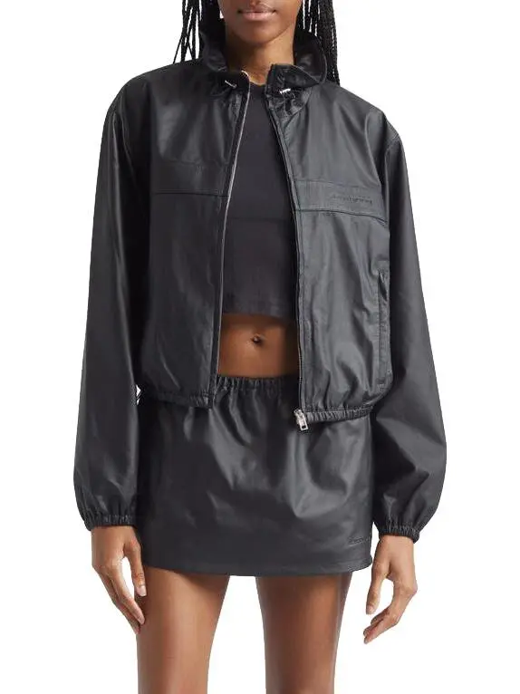 Alexander Wang Shrunken Leather Track Jacket - Black