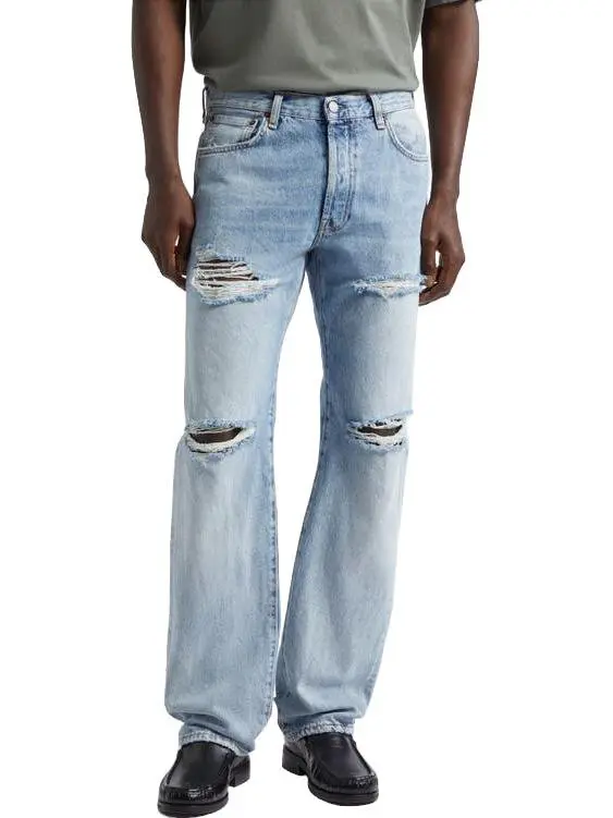 Acne Studios 1996m Regular Fit Ripped Straight Leg Jeans - Light Blue