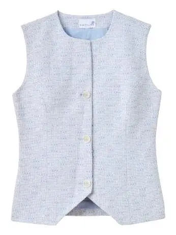 CARTOLINA Freja Tweed Vest - Blue Mist