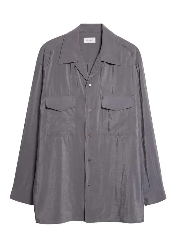 LEMAIRE Dry Silk Blend Button-up Shirt - Aluminium