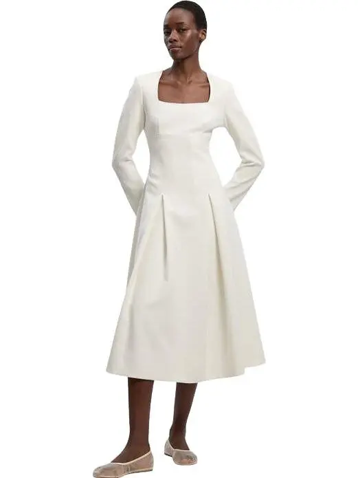Karen Millen Sweetheart Neck Stretch Midi Dress - Ivory