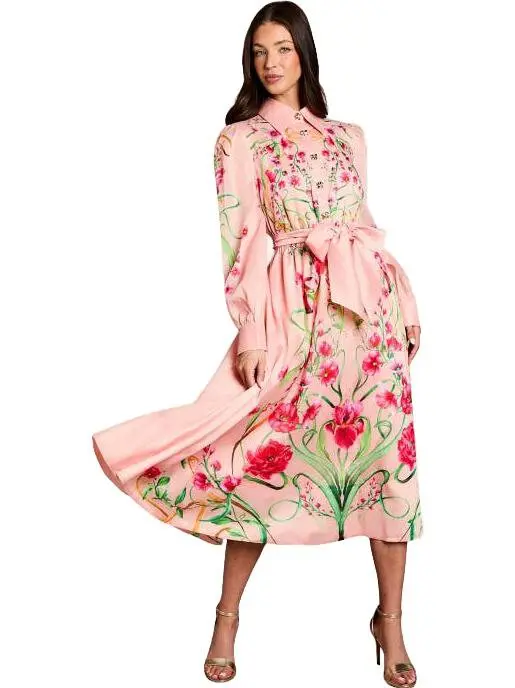 Coast Border Print Organza Shirt Dress - Blush