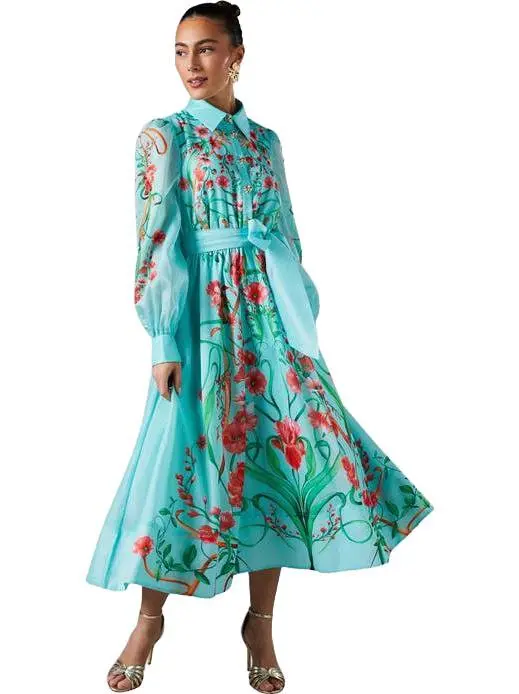 Coast Border Print Organza Shirt Dress - Mint