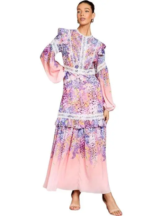 Coast Lace Frill Detail Maxi Dress - Pink