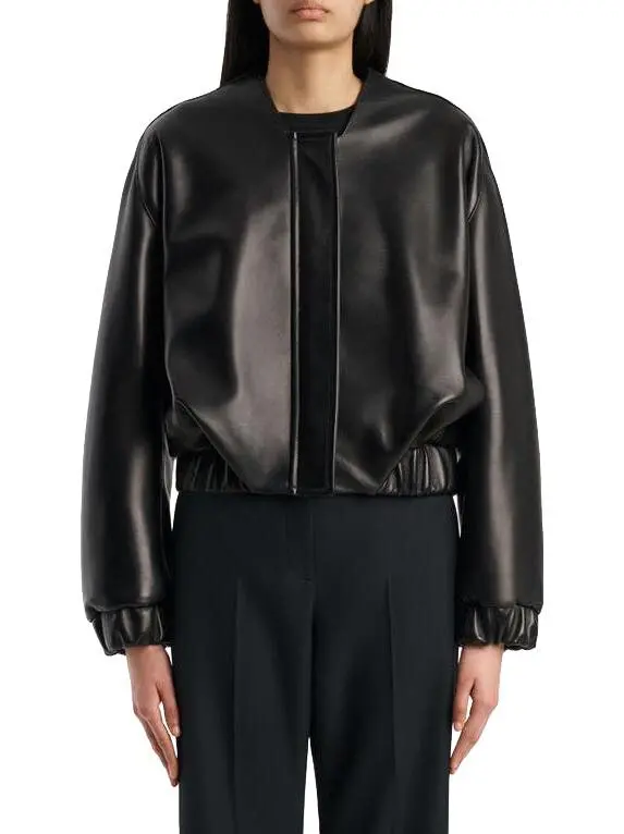 Khaite Cordan Lambskin Leather Bomber Jacket - Black