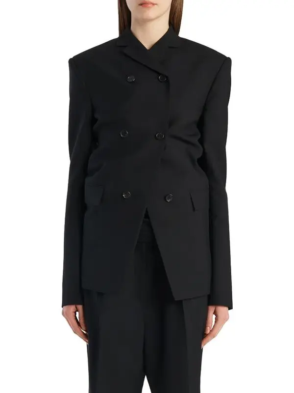 Khaite Rolo Double Breasted Wool And Silk Jacket - Black