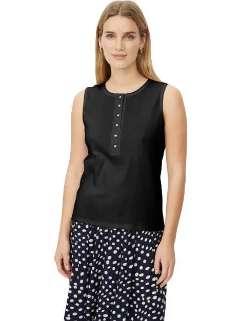 MASAI COPENHAGEN Sleeveless Henley Vest Top - Black