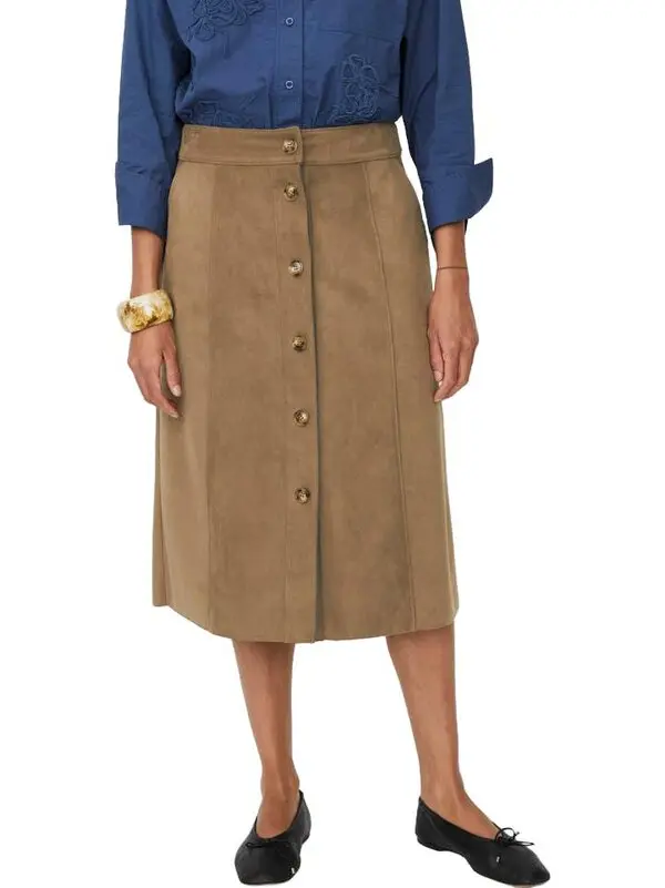 MASAI COPENHAGEN Button-front Midi Skirt - Otter