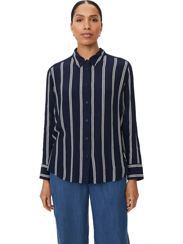 MASAI COPENHAGEN Striped Button-up Shirt - Navy Blazer