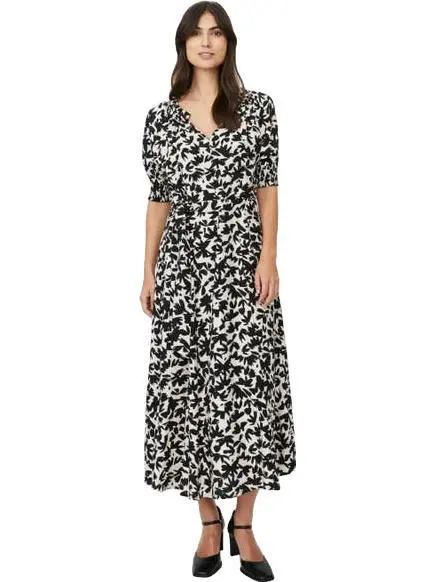 MASAI COPENHAGEN Manivanya Floral V-neck Midi Dress - Black
