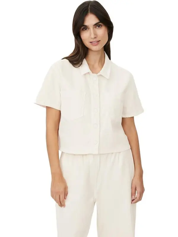 MASAI COPENHAGEN Cropped Shirt With Patch Pockets - Jet Stream