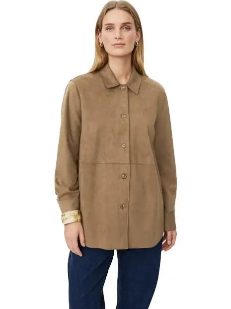 MASAI COPENHAGEN Faux Suede Shirt Jacket - Otter