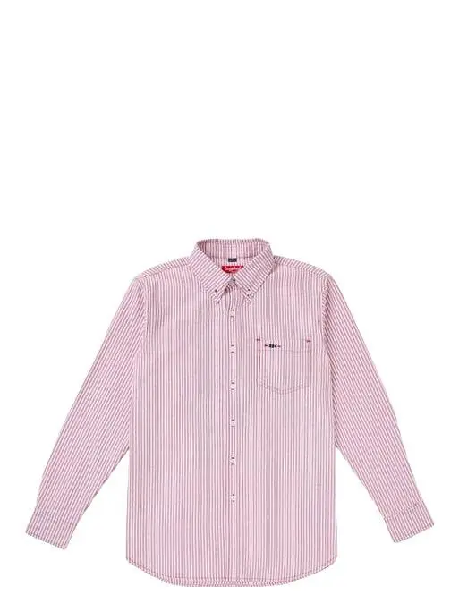 SUGARLOAF SOCIAL CLUB The Tournament Stripe Cotton Blend Button-down Oxford Shirt - Red