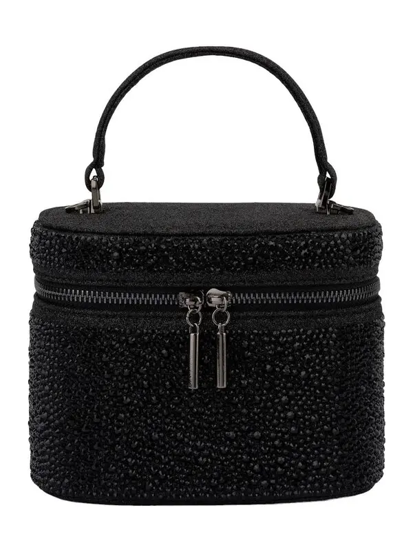 OLGA BERG Beckie Crystal Top Handle Vanity Case - Black