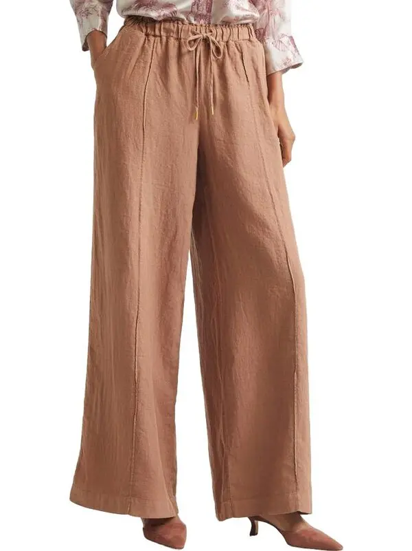 L'Agence Connie Wide-leg Trousers - Hazelnut