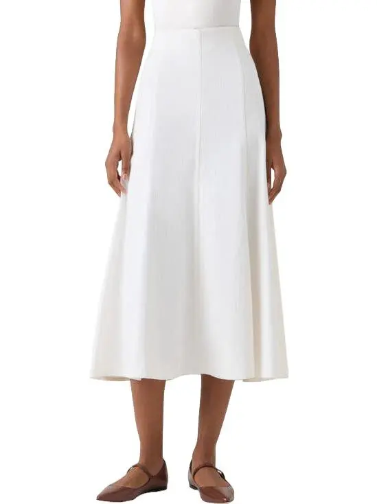 Akris Stretch Denim A-line Midi Skirt - Cream