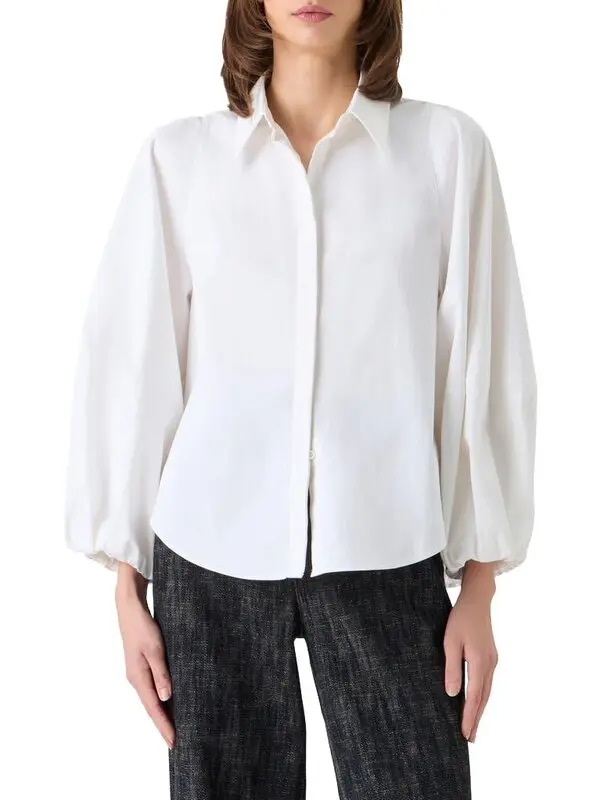Akris Washed Cotton Stretch Sateen Button-up Shirt - Cream