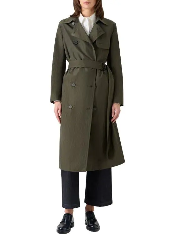 Akris Crinkled Parachute Taffeta Trench Coat - Olive