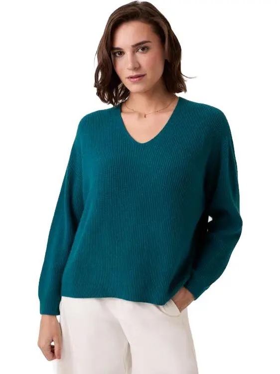 CELTIC & CO. Ribbed V-neck Jumper - Teal