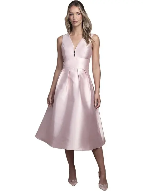 Coast Structured Twill Midi Bridesmaid Dress - Blush