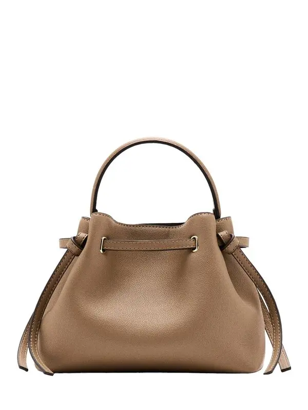 Mango Faux Leather Knotted Bucket Bag - Medium Brown