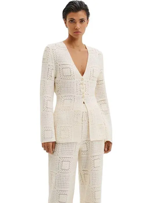 MALINA Mirella Fitted Crochet Cardigan - Vanilla
