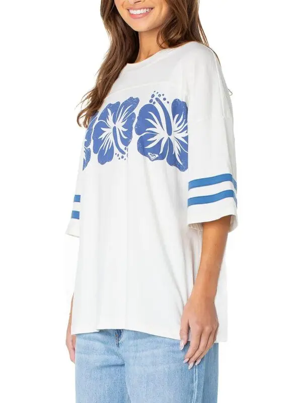 Roxy Game Day Oversize Graphic T-shirt - Cloud Dancer