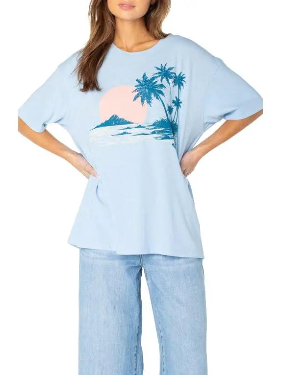 Roxy Classic Scene Oversize Cotton Graphic T-shirt - Cerulean