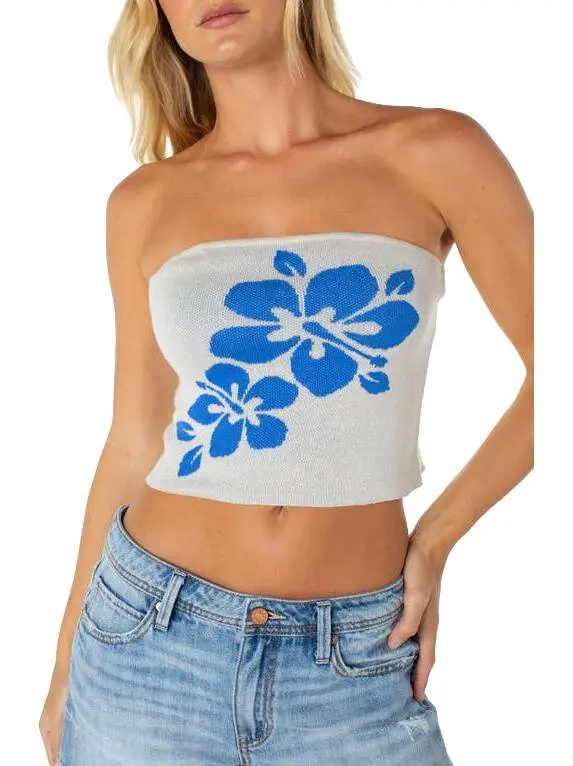 Roxy Floral Knit Tube Top - Cloud Dancer