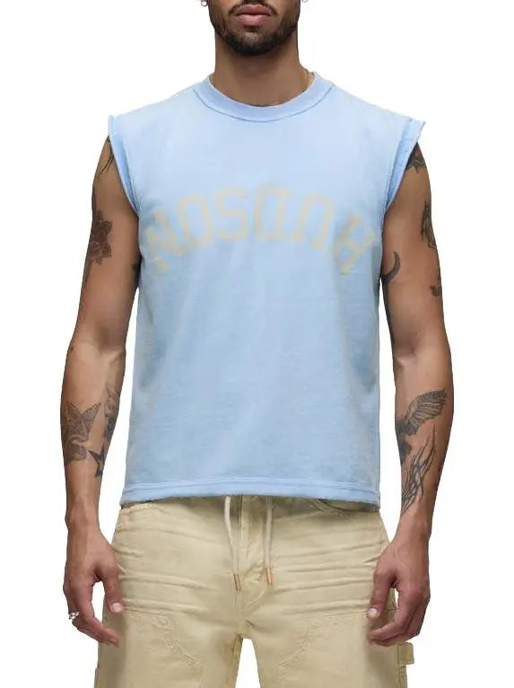 Hudson Jeans Leo Cut Off Logo Graphic T-shirt - Blue Storm
