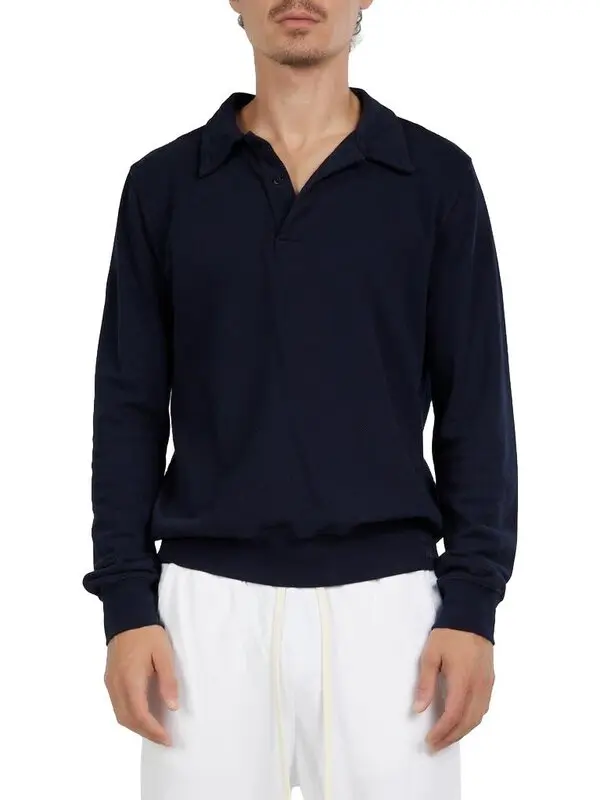 LES TIEN Cotton Pique Tennis Polo - Navy