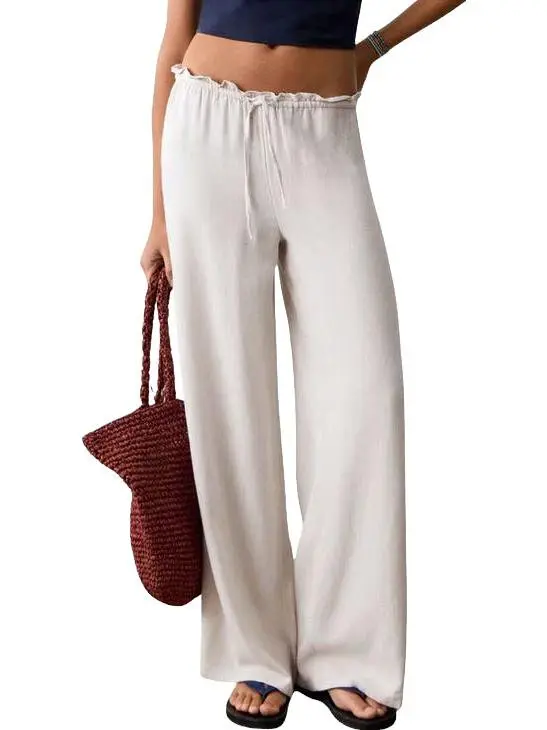 Mango High Waist Wide Leg Pants - Grey
