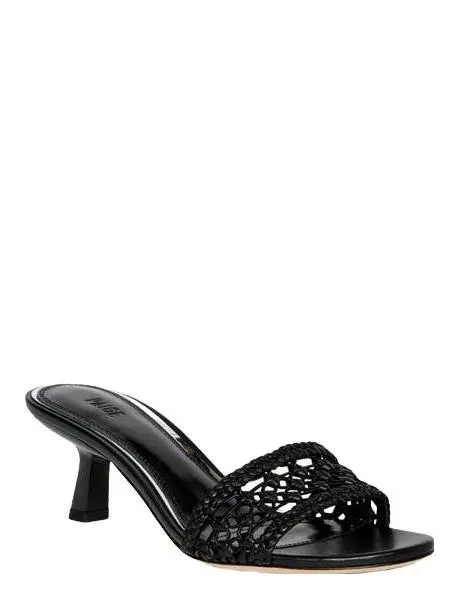 Paige Fallyn Woven Kitten Heel Slide Sandal - Black
