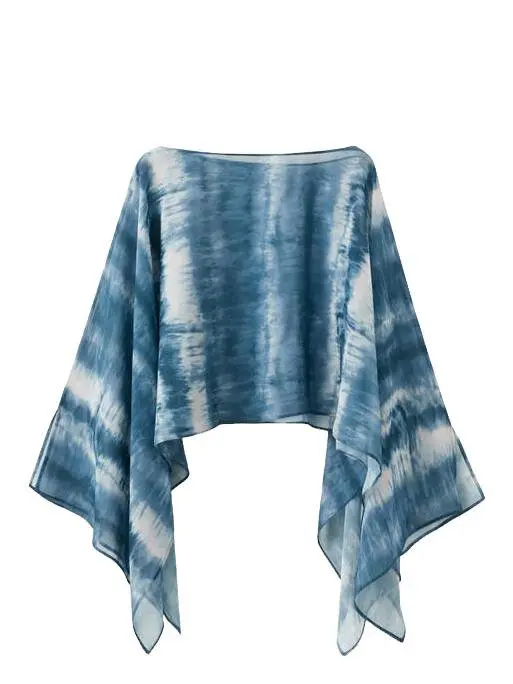 Mango Tie & Dye Cape Top - Navy