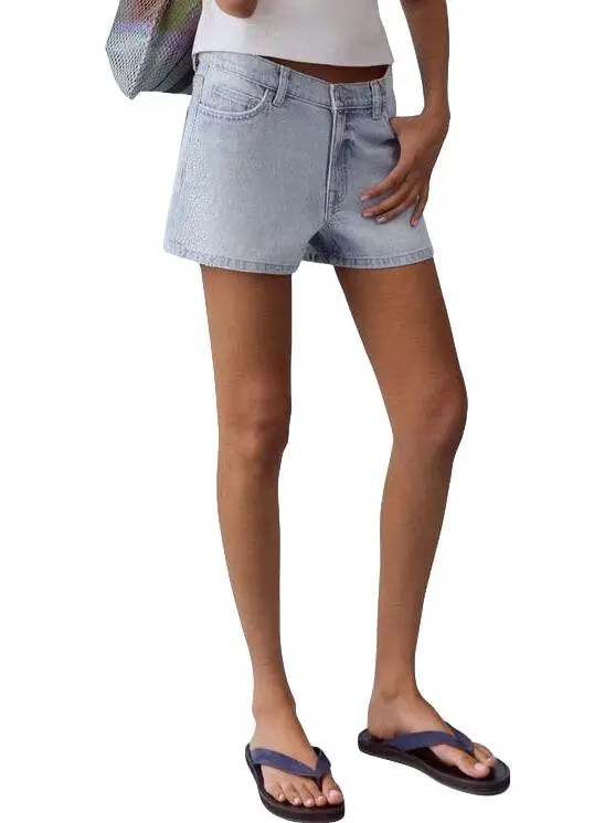 Mango Glitter Embellished Denim Shorts - Medium Blue