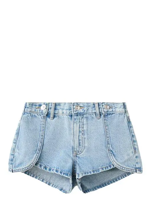 Mango Denim Shorts With Seam Detail And Button Accents - Medium Blue