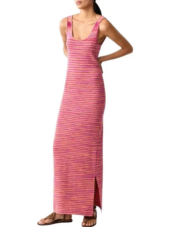 Mango Striped Sleeveless Maxi Dress - Pink