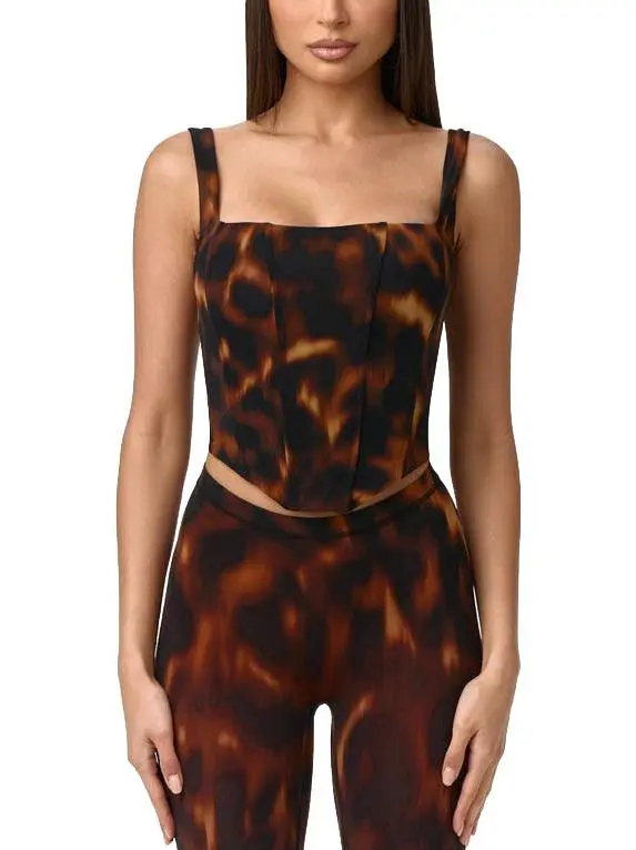 Naked Wardrobe Bare Body Shell Print Corset Top - Tortoise